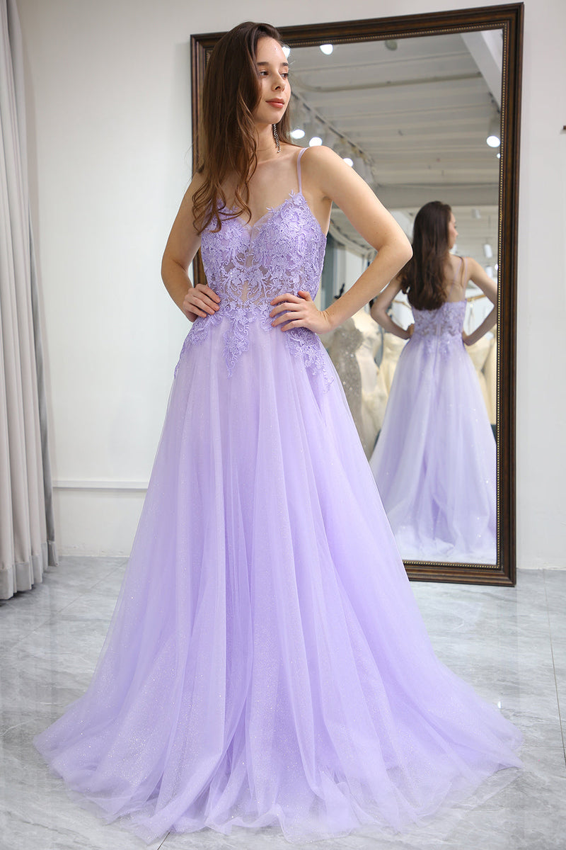 Queendancer Women Light Purple Long Formal Dress A Line Evening Party ...